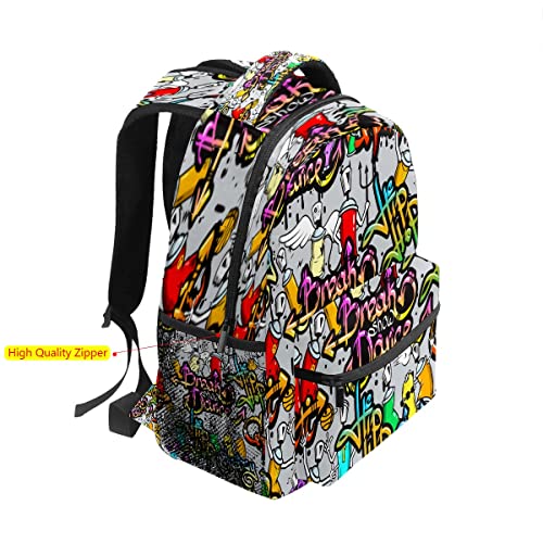 Graffiti Letters Backpack School Book Bag Laptop Backpacks Travel Hiking Camping Day Pack, One Size