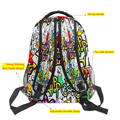 Graffiti Letters Backpack School Book Bag Laptop Backpacks Travel Hiking Camping Day Pack, One Size