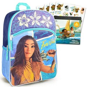 disney raya and the last dragon backpack for kids ~ 2 pc bundle with 16″ raya school bag and moana stickers for girls and boys | raya school supplies travel bag set