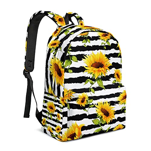 Stripes Sunflower Backpack Fashion Bookbag,Sunflower Laptop Bag with Multiple Pockets,Durable Shoulders Backpack (Stripes Sunflower)