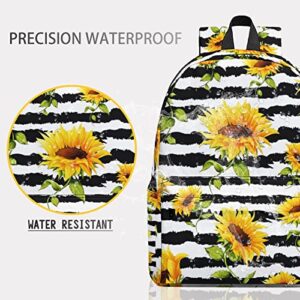 Stripes Sunflower Backpack Fashion Bookbag,Sunflower Laptop Bag with Multiple Pockets,Durable Shoulders Backpack (Stripes Sunflower)