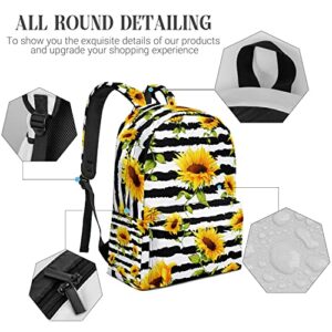 Stripes Sunflower Backpack Fashion Bookbag,Sunflower Laptop Bag with Multiple Pockets,Durable Shoulders Backpack (Stripes Sunflower)