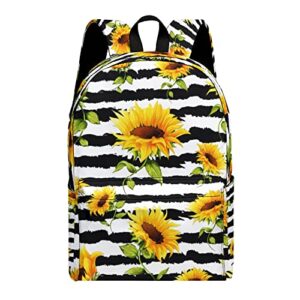 Stripes Sunflower Backpack Fashion Bookbag,Sunflower Laptop Bag with Multiple Pockets,Durable Shoulders Backpack (Stripes Sunflower)