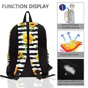 Stripes Sunflower Backpack Fashion Bookbag,Sunflower Laptop Bag with Multiple Pockets,Durable Shoulders Backpack (Stripes Sunflower)