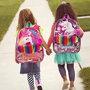 School Kids Unicorn Clear Backpack for Girls Heavy Duty PVC Transparent Backpacks See Through 16" Preschool Bag with Crossbody Bag Toddlers Kindergarten Travel Bag Red