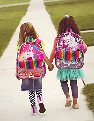 School Kids Unicorn Clear Backpack for Girls Heavy Duty PVC Transparent Backpacks See Through 16" Preschool Bag with Crossbody Bag Toddlers Kindergarten Travel Bag Red