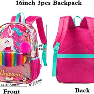 School Kids Unicorn Clear Backpack for Girls Heavy Duty PVC Transparent Backpacks See Through 16" Preschool Bag with Crossbody Bag Toddlers Kindergarten Travel Bag Red