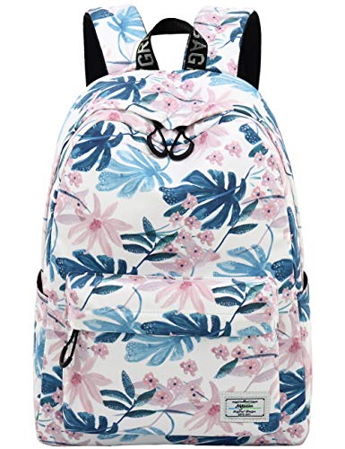 Mairle Lightweight School Bag Travel Backpack with Laptop Compartment For Teen Girls , Flowers and Leaves