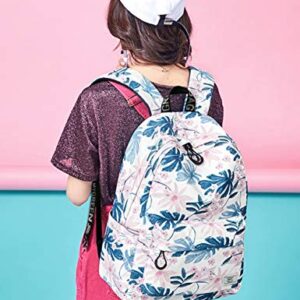 Mairle Lightweight School Bag Travel Backpack with Laptop Compartment For Teen Girls , Flowers and Leaves