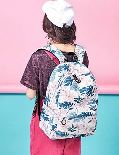 Mairle Lightweight School Bag Travel Backpack with Laptop Compartment For Teen Girls , Flowers and Leaves