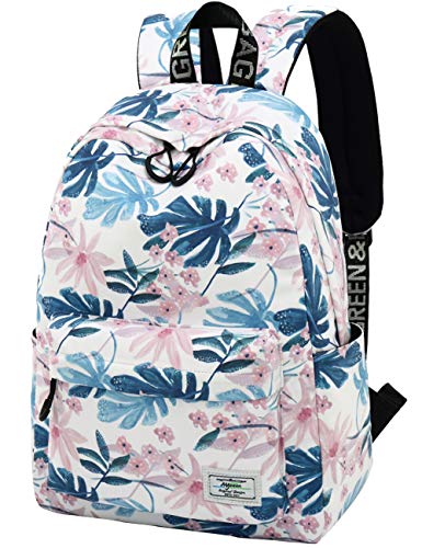 Mairle Lightweight School Bag Travel Backpack with Laptop Compartment For Teen Girls , Flowers and Leaves