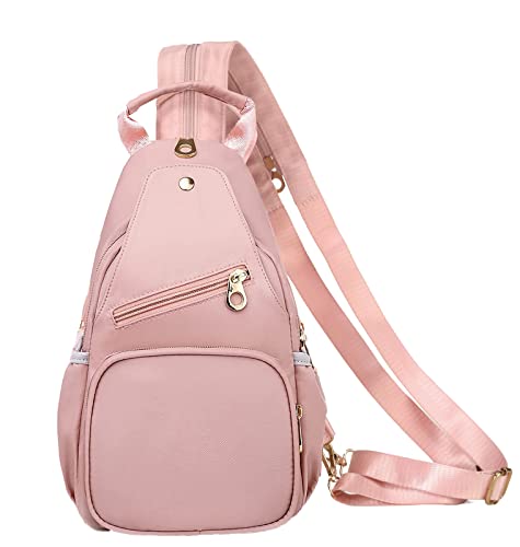 EVANCARY Small Sling Backpack for Women, Multi-Functional Crossbody Sling Bags for Travel Sports Running Pink