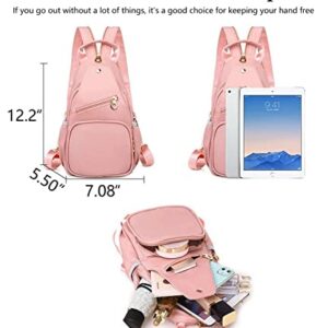 EVANCARY Small Sling Backpack for Women, Multi-Functional Crossbody Sling Bags for Travel Sports Running Pink