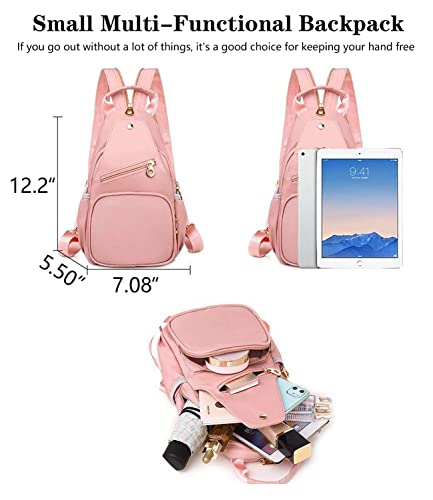 EVANCARY Small Sling Backpack for Women, Multi-Functional Crossbody Sling Bags for Travel Sports Running Pink