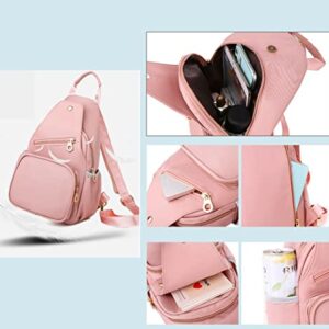 EVANCARY Small Sling Backpack for Women, Multi-Functional Crossbody Sling Bags for Travel Sports Running Pink