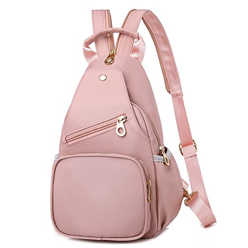 EVANCARY Small Sling Backpack for Women, Multi-Functional Crossbody Sling Bags for Travel Sports Running Pink