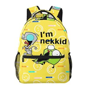 casual backpack invader cartoon_zim unisex high capacity students schoolbag travel fashion shoulders bag