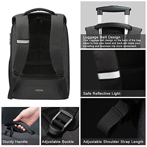 VGOAL Laptop Backpack 13.3 inch with TSA Lock and USB Charging Port Flight Approved Carry on Business Backpack Anti Theft Lightweight Traveling Backpack Water Resistant College Rucksack Computer Bag for Men and Women