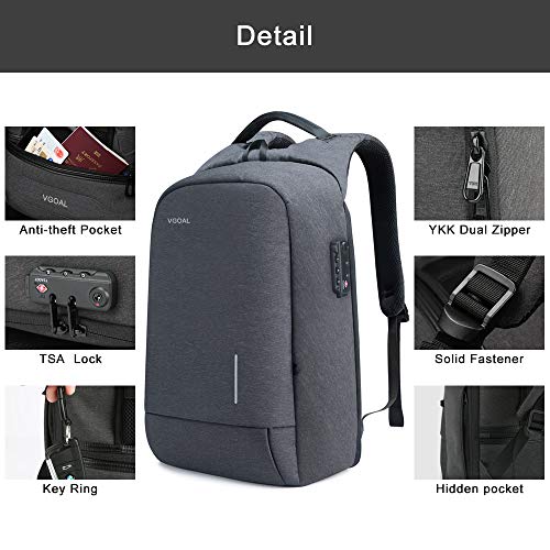 VGOAL Laptop Backpack 13.3 inch with TSA Lock and USB Charging Port Flight Approved Carry on Business Backpack Anti Theft Lightweight Traveling Backpack Water Resistant College Rucksack Computer Bag for Men and Women