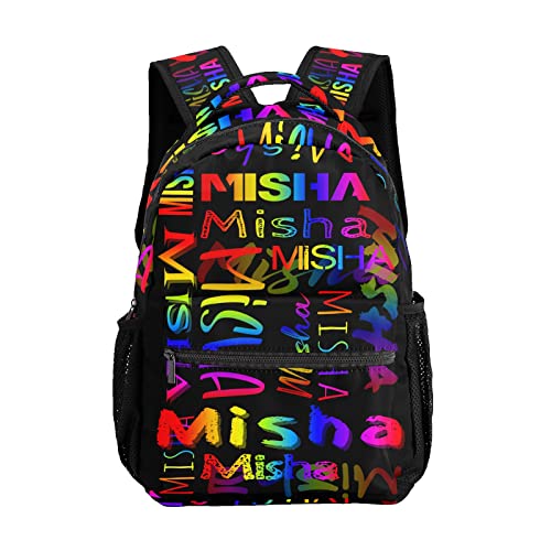 ZAACUSTOM Personalized School Backpack with Name Text Polyester Elementary Customize Book Bag for Kids Boys Girls Custom Bookbag, Waterproof, Fashion, Adjustable Shoulder Straps, 1 Pack