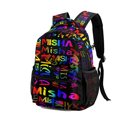 ZAACUSTOM Personalized School Backpack with Name Text Polyester Elementary Customize Book Bag for Kids Boys Girls Custom Bookbag, Waterproof, Fashion, Adjustable Shoulder Straps, 1 Pack