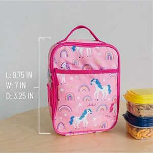 Wildkin Day2Day Backpack, Lunch Box Bag with Nap Mat Bundle (Rainbow Unicorns)