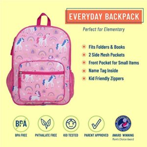 Wildkin Day2Day Backpack, Lunch Box Bag with Nap Mat Bundle (Rainbow Unicorns)