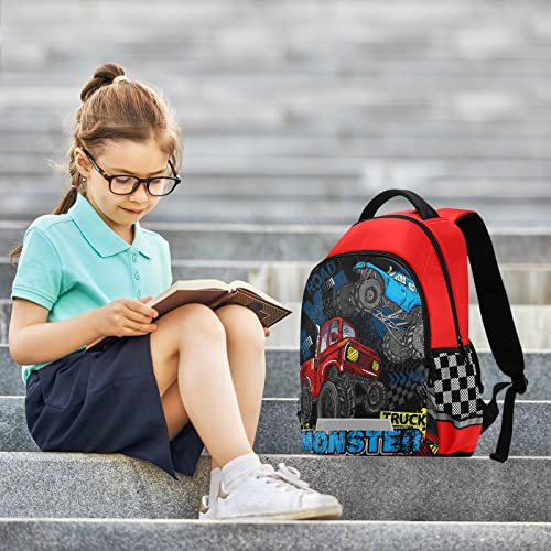 beeplus Monster Truck Backpack for Boys Girls School Backpack Kids Backpack Bookbag Elementary School Bag Travel Rucksack