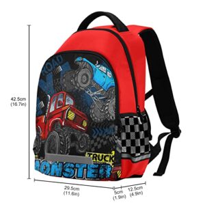 beeplus Monster Truck Backpack for Boys Girls School Backpack Kids Backpack Bookbag Elementary School Bag Travel Rucksack