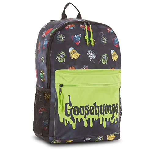 Goosebumps Horror Mask Allover Backpack Monsters and Zombies R.L. Stine Knapsack for Boys, Girls, Adults (Black)