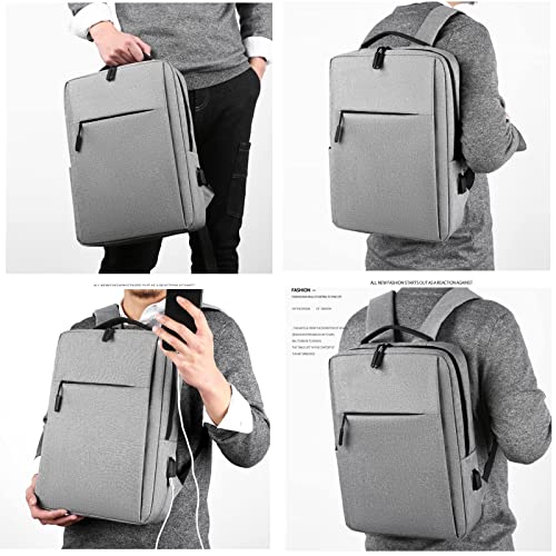 15.6 inch Laptop Backpack for Men, Slim Lightweight Business Travel Backpack Waterproof,Computer Backpack with usb charging port, All Black College Backpack with Laptop Compartment （Grey）