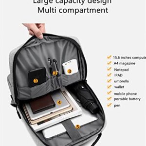 15.6 inch Laptop Backpack for Men, Slim Lightweight Business Travel Backpack Waterproof,Computer Backpack with usb charging port, All Black College Backpack with Laptop Compartment （Grey）