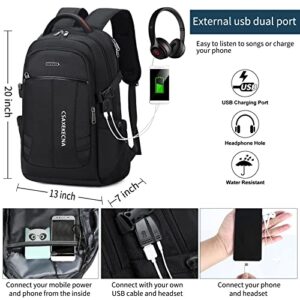 Laptop Backpack for Men,17 inch Large Anti Theft College School Bag Bookbags with USB Charging Port for Student Women,Water Resistant Computer Backpack for Work Travel Hiking Casual Daypacks (Black)