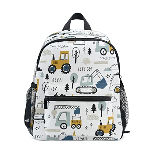 Cute Toddler Backpack Mini Travel Bag Childish Truck Excavator for Baby Girl Boy Age 3-7