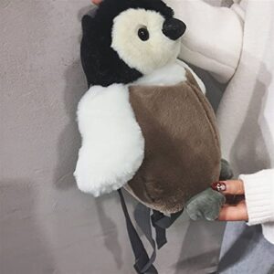 Zzple Backpack for Girls Cute Penguin Plush Backpack for Girls Penguin Plush Shoulder Bag Best Gift for Girls Soft Small Bag (Color : Khaki)