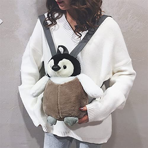 Zzple Backpack for Girls Cute Penguin Plush Backpack for Girls Penguin Plush Shoulder Bag Best Gift for Girls Soft Small Bag (Color : Khaki)