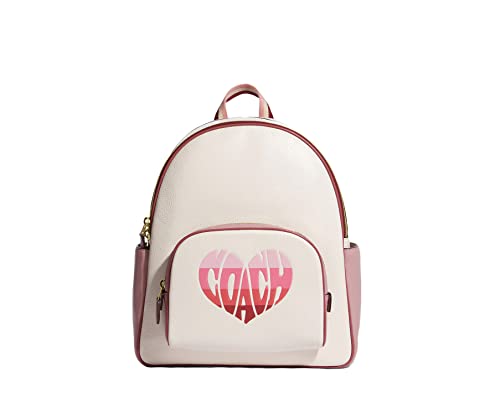 COACH Court Backpack With Stripe Heart Motif, Pebble Leather - Striped Heart Motif - Chalk Multi, One Size, (CA246-IMCAH)