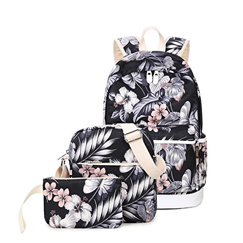 Joymoze School Backpack for Girl Cute Backpack Set 3 Pieces for Women Floral