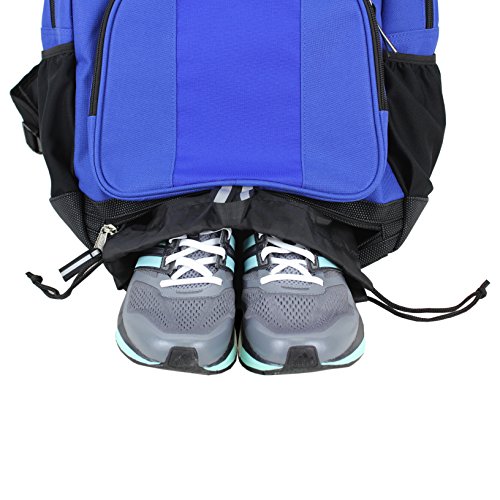 Eastsport Classic Backpack with Inner Tech Pocket, Bottom Shoe Compartment and Drawstring Bag, Blue