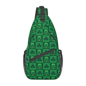 manqinf st. patrick’s day sling bag crossbody backpack for men women lucky shamrocks sling backpack hiking daypack