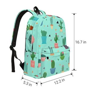 Cute Cactus Backpack for Girls Boys, Lightweight Waterproof Cactus Schoulder Bag Daypack for Toddle, Leisure Backpack for Girls Teenages Leptop Bag Travel Hiking