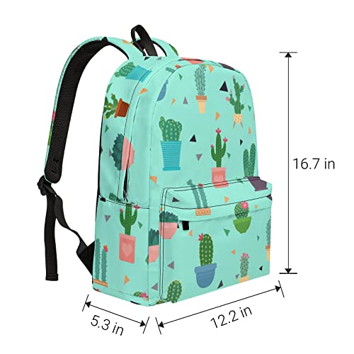 Cute Cactus Backpack for Girls Boys, Lightweight Waterproof Cactus Schoulder Bag Daypack for Toddle, Leisure Backpack for Girls Teenages Leptop Bag Travel Hiking