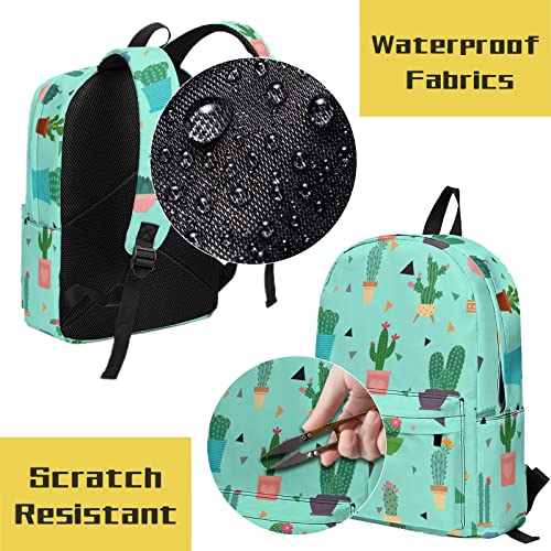 Cute Cactus Backpack for Girls Boys, Lightweight Waterproof Cactus Schoulder Bag Daypack for Toddle, Leisure Backpack for Girls Teenages Leptop Bag Travel Hiking