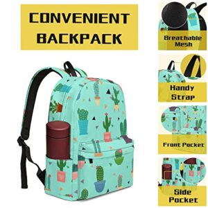 Cute Cactus Backpack for Girls Boys, Lightweight Waterproof Cactus Schoulder Bag Daypack for Toddle, Leisure Backpack for Girls Teenages Leptop Bag Travel Hiking