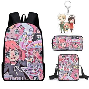 anya forger cosplay backpack loid forger backpack yor forger backpack schoolbag set laptop supplies 3pcs 16”