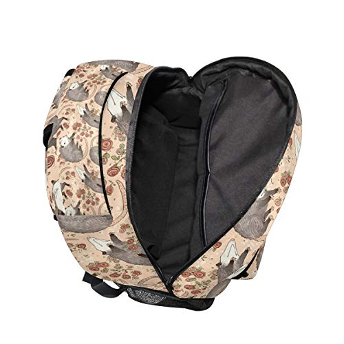 Backpacks Opossum And Roses College School Book Bag Travel Hiking Camping Daypack