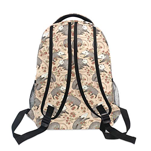 Backpacks Opossum And Roses College School Book Bag Travel Hiking Camping Daypack