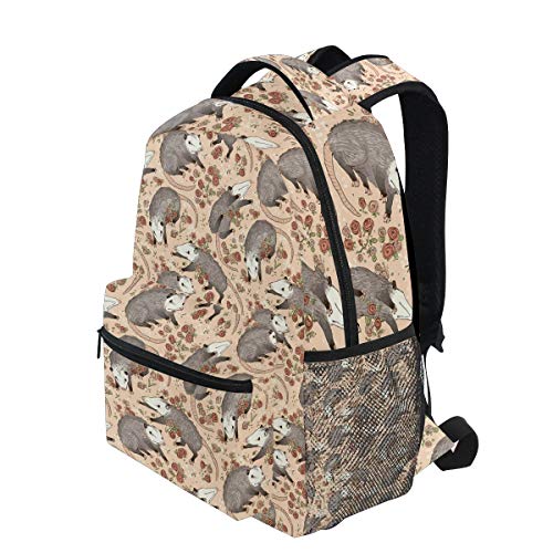 Backpacks Opossum And Roses College School Book Bag Travel Hiking Camping Daypack