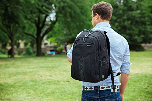 Targus EcoSpruce business Travel Laptop Backpack,15.6 inch EcoFriendly 27L waterprof work+school+computer laptop bag, Recycled fabric, MP3 Commuters rucksack, Briefcase Bag Women/ Men (TBB013EU) Black