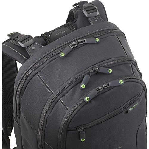 Targus EcoSpruce business Travel Laptop Backpack,15.6 inch EcoFriendly 27L waterprof work+school+computer laptop bag, Recycled fabric, MP3 Commuters rucksack, Briefcase Bag Women/ Men (TBB013EU) Black